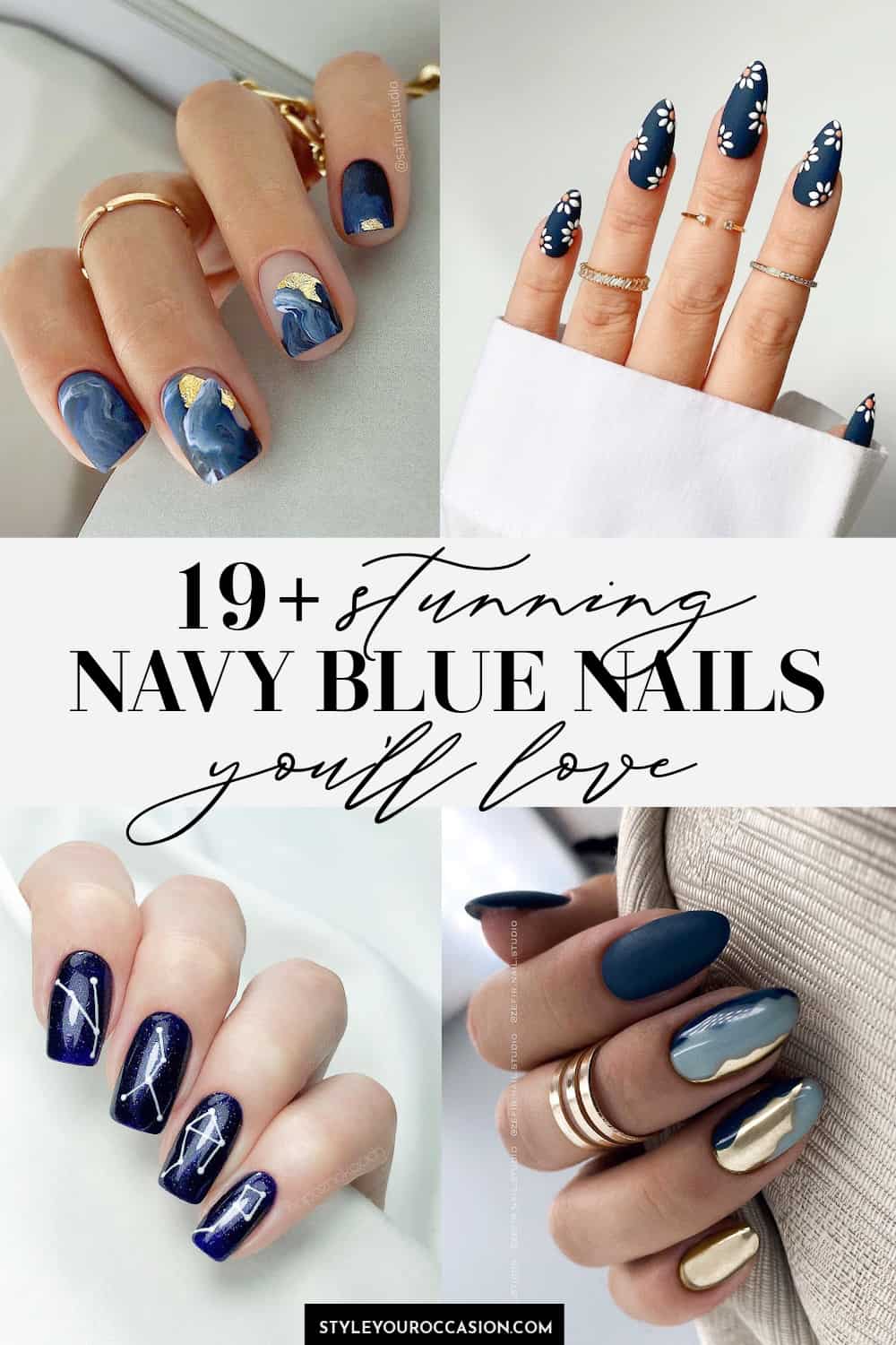 19+ Stunning Navy Blue Nails & Dark Blue Nails To Copy